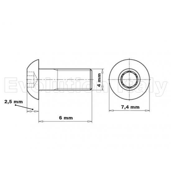 VITE M4X6 Testa Bombata Esagono Incassato Acciaio Inox A2 | Evolution Italy